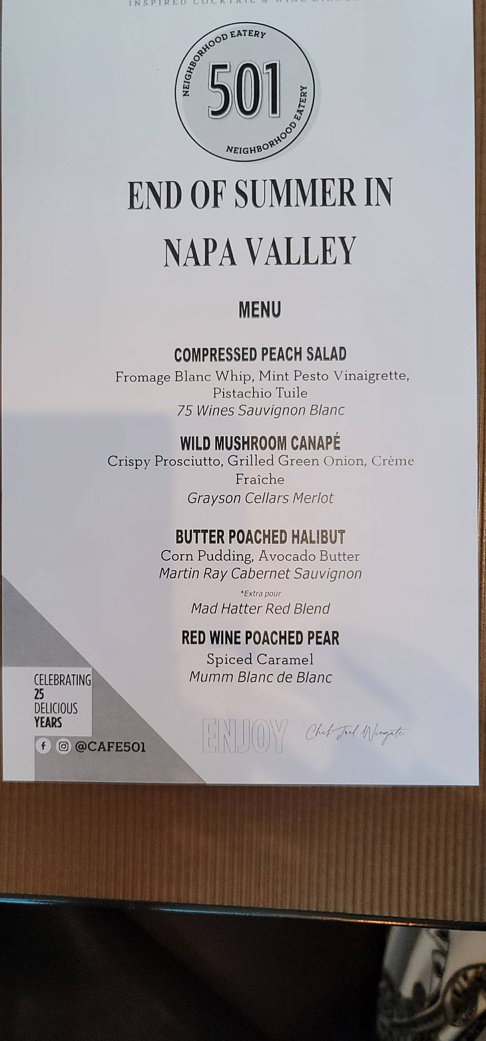 Menu at Cafe 501, Edmond, 501 S Blvd