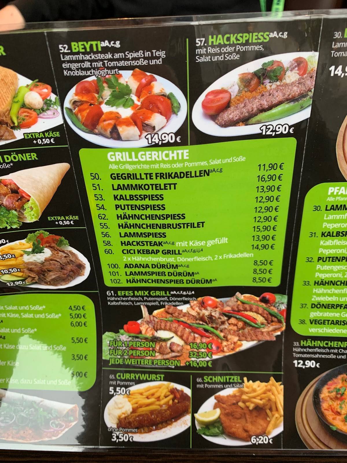 Menu at Efes Grill restaurant, Bargteheide