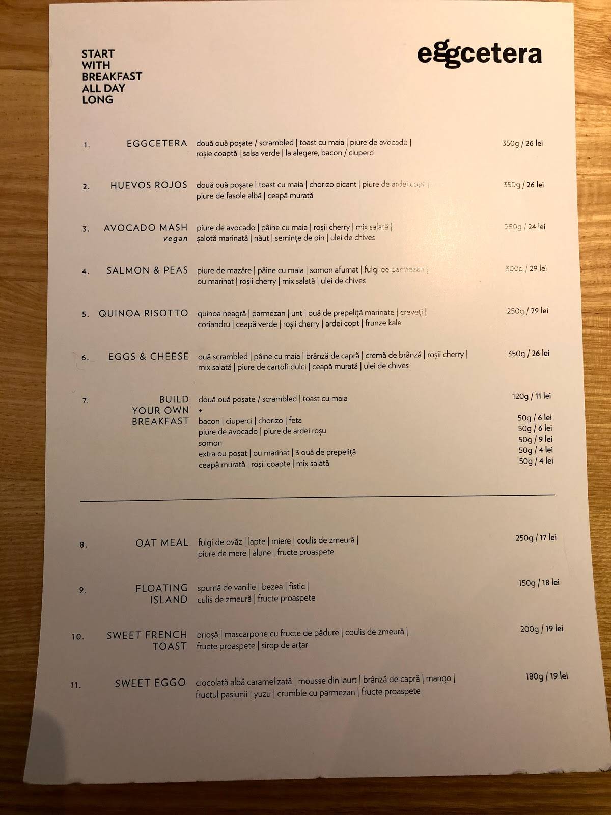 Menu at Eggcetera, Cluj-Napoca, Str. Napoca 13