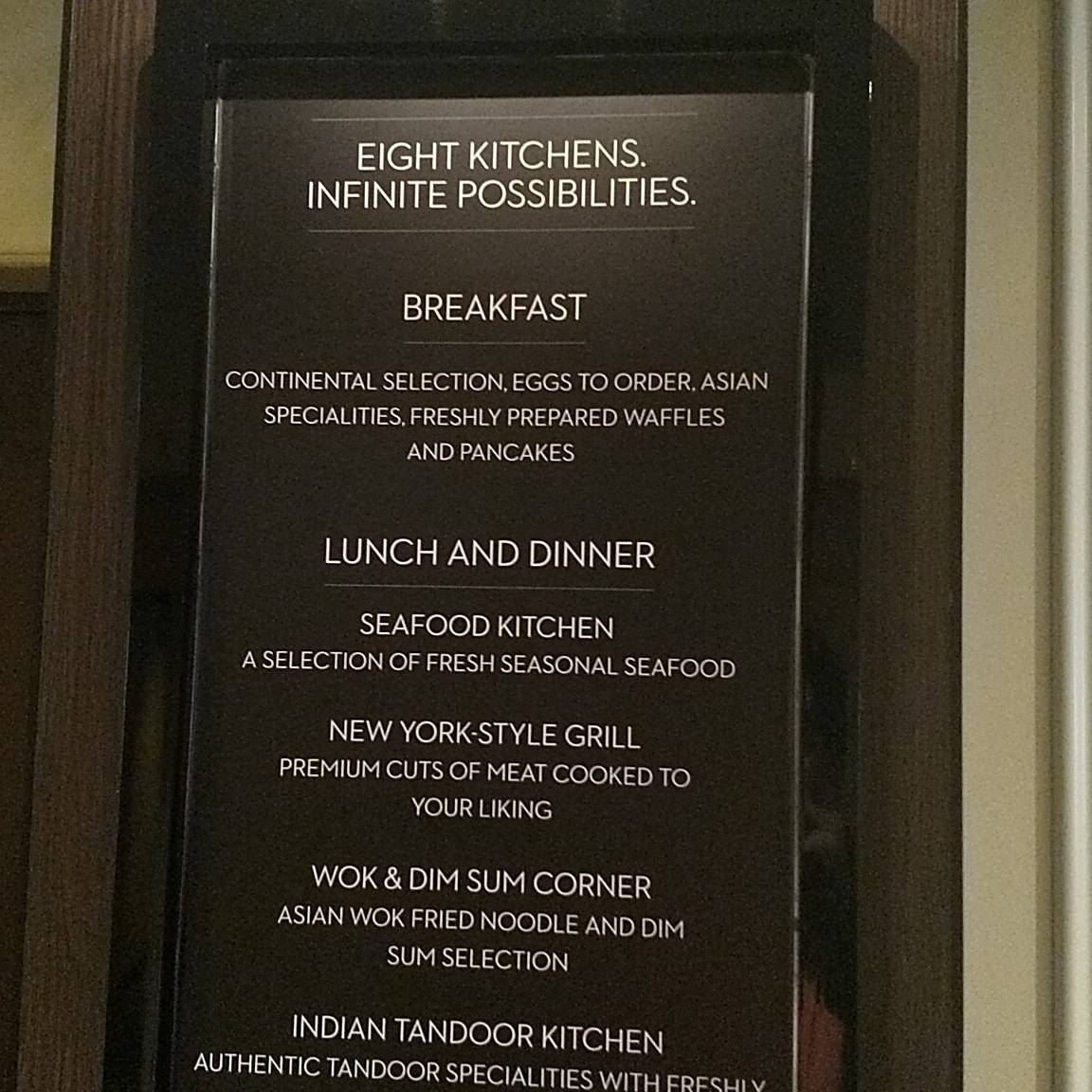 Menu at Eight at Cordis, Auckland restaurant, Auckland