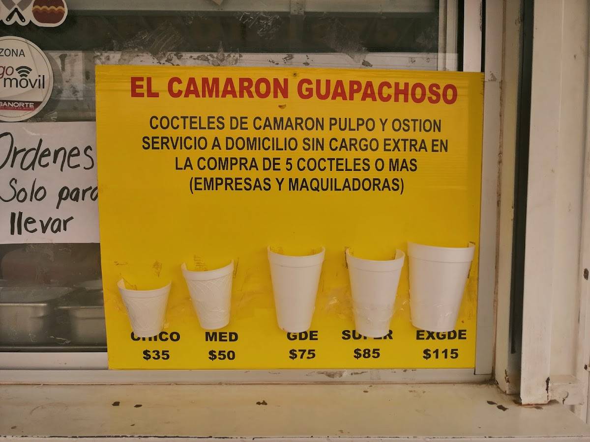 Menu at El CAMARON GUAPACHOSO restaurant, Ciudad Juarez, Saturno 1594