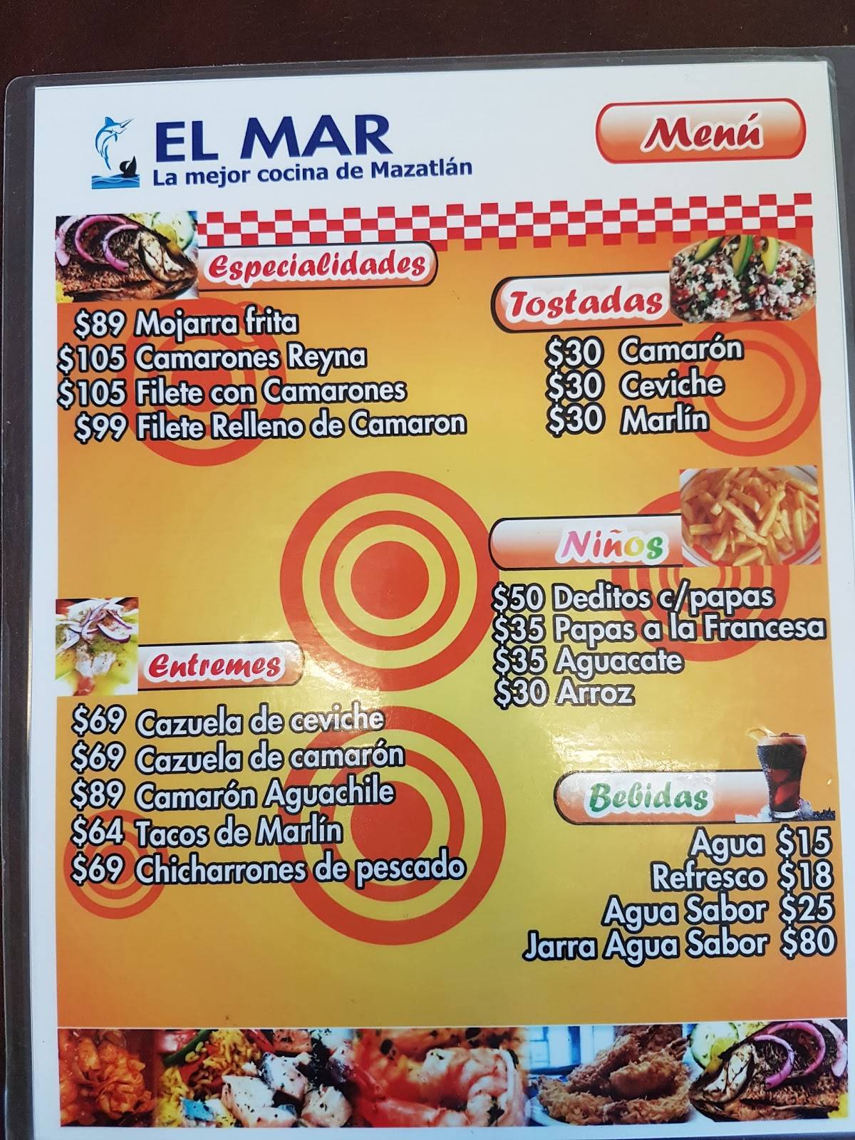 Carta del restaurante El Mar - La Mejor cocina del Mazatlan, Saltillo ...