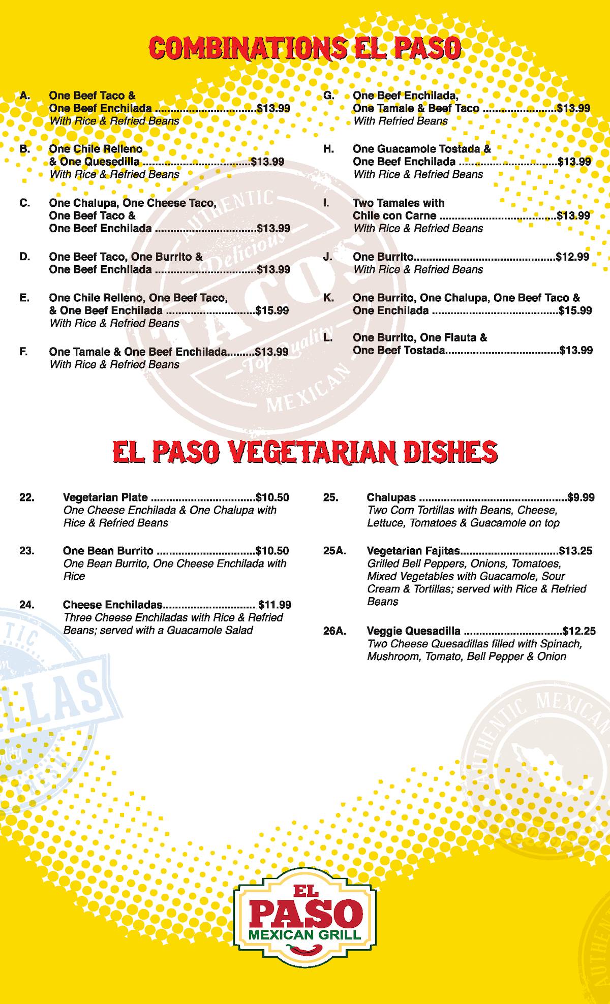 Menu at El Paso Mexican Grill Ambassador restaurant, Lafayette ...