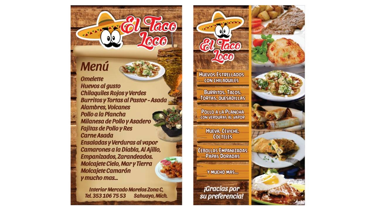 Carta del restaurante El Taco Loco, Sahuayo del Morelos