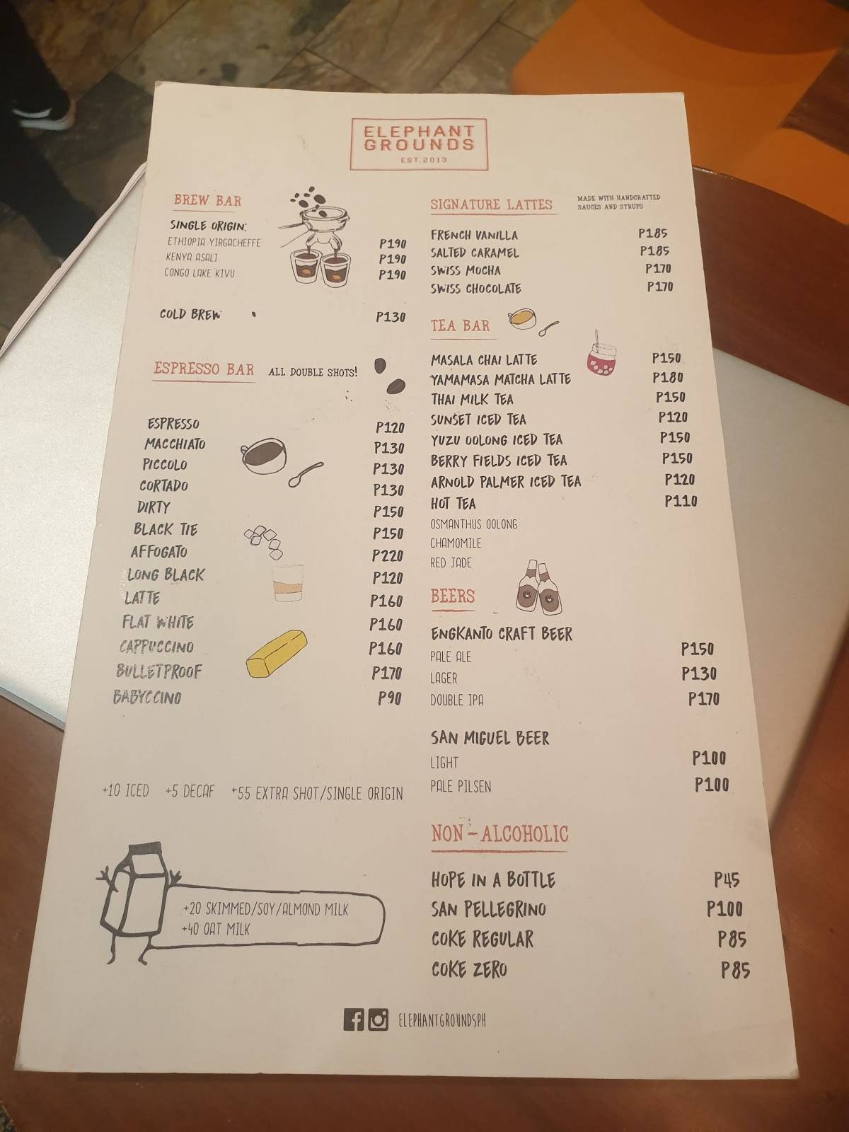 Menu at Elephant Grounds Manila - BGC cafe, Taguig