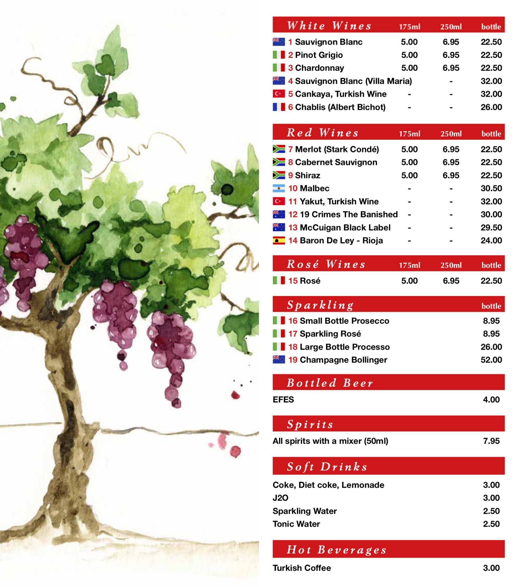 Menu at Elif restaurant, Rotherham