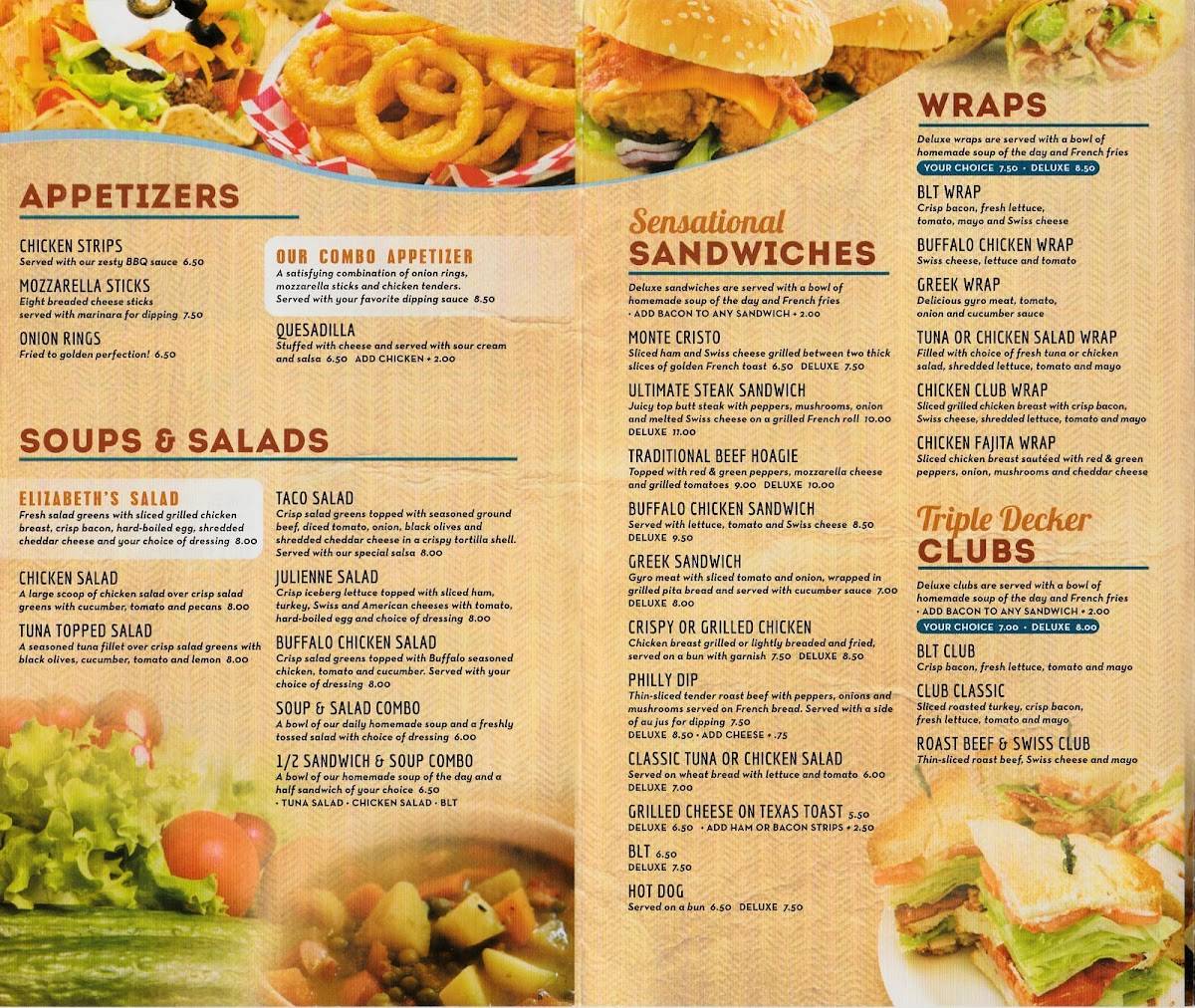 Menu at Elizabeth's Cafe, Delavan