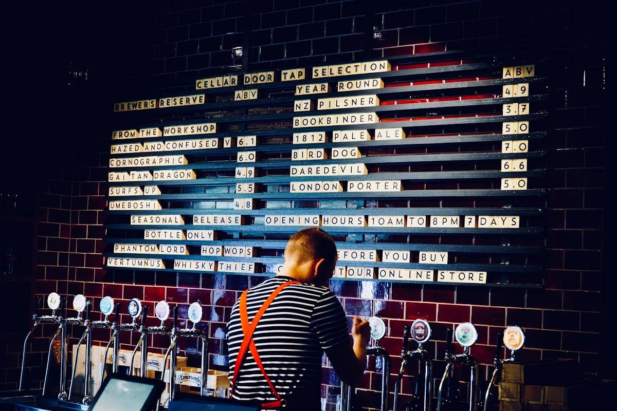 Menu at Emerson's Brewery pub & bar, Dunedin