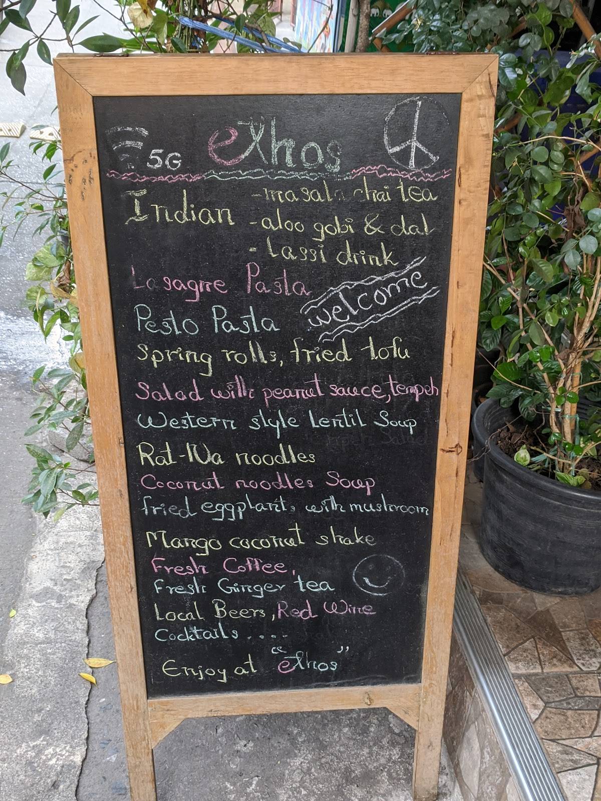 Menu at Ethos Vegetarian Restaurant, Bangkok