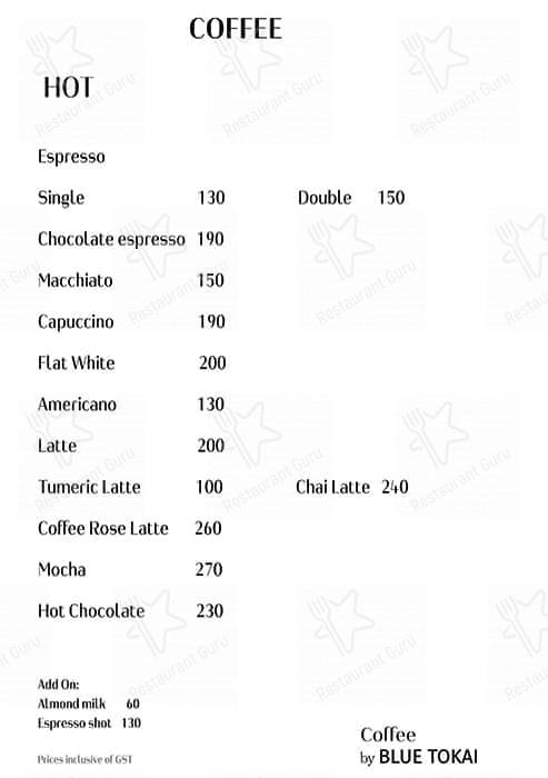 Menu at Evo Cafe, Chennai