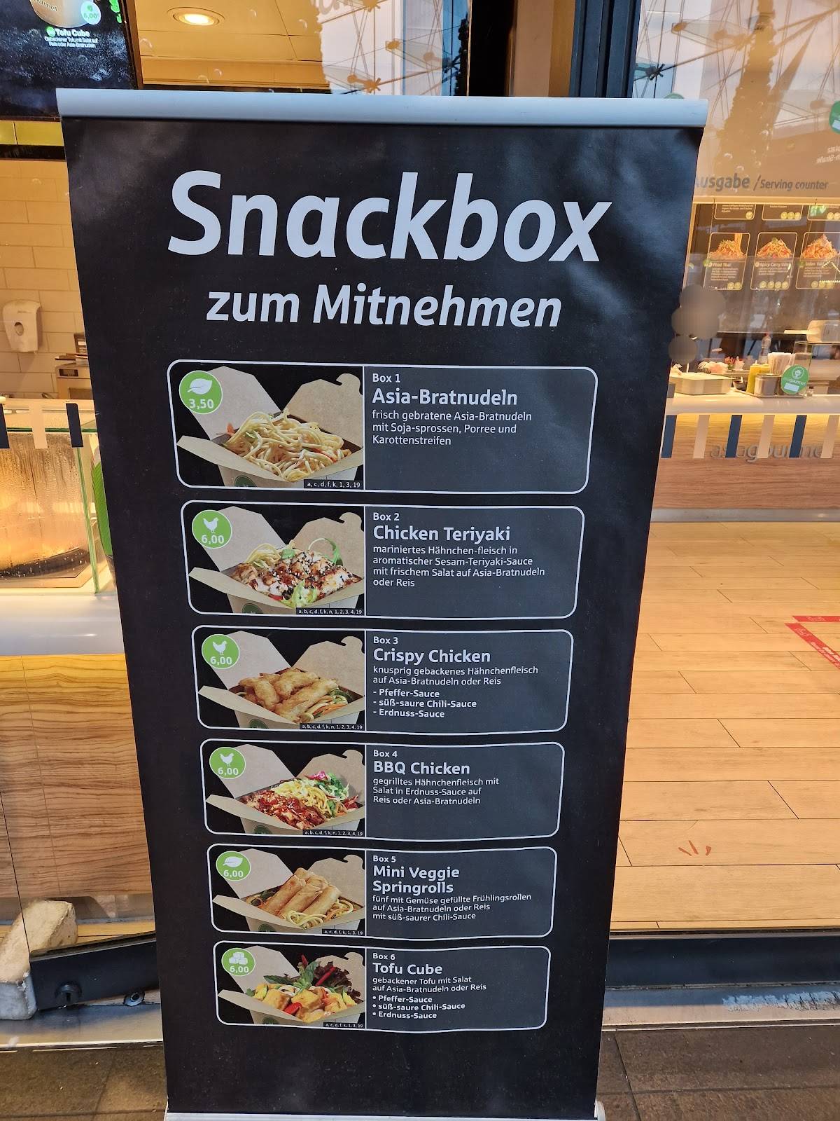 Menu at Asia Gourmet fast food, Berlin, Europaplatz 1