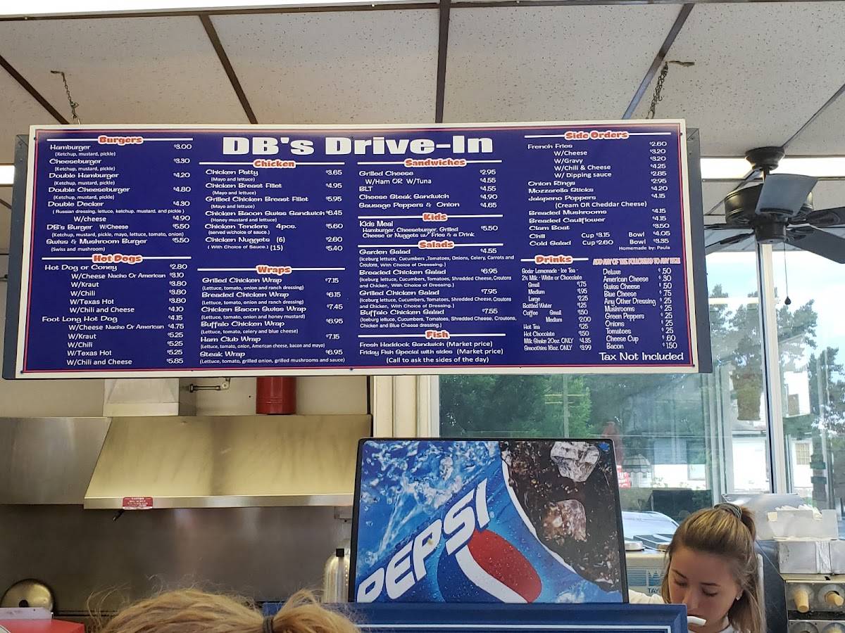 Menu at D B's Drive In fast food, Weedsport