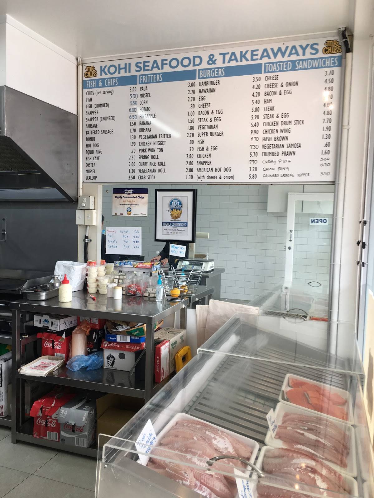 Menu at Kohi Fresh Fish & Takeaways fast food, Auckland