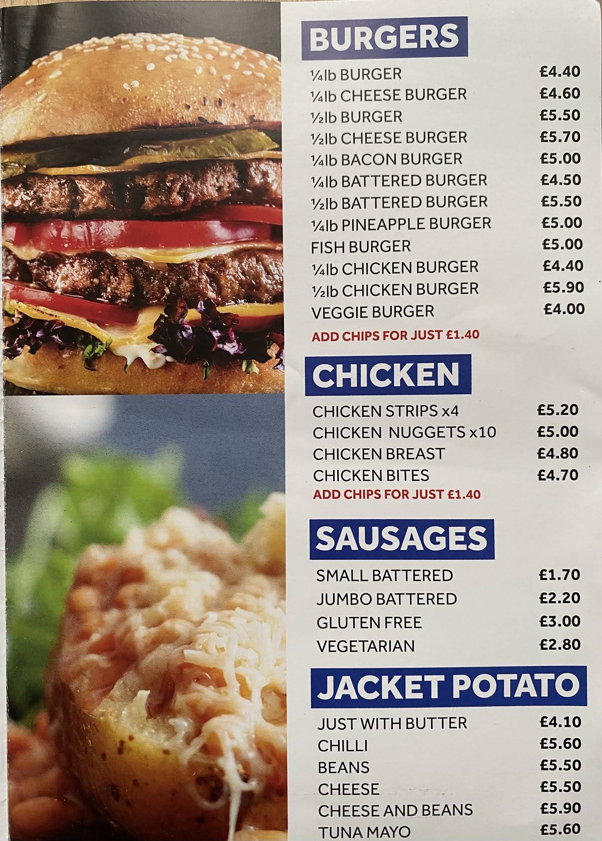 Menu at Oulton Road Fish & Chip Shop fast food, Lowestoft