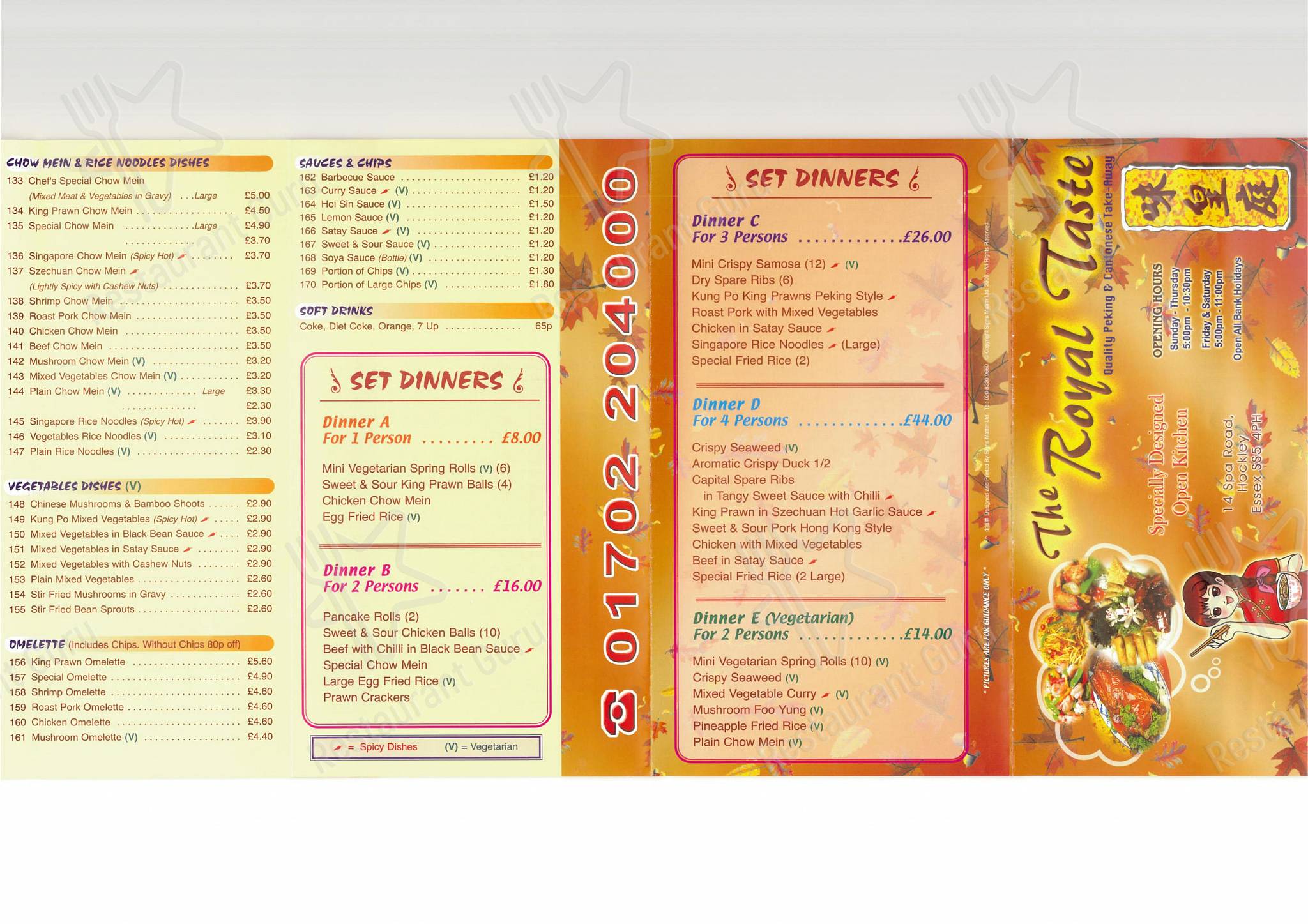 Menu at The Royal Taste Hockley fast food, Hockley