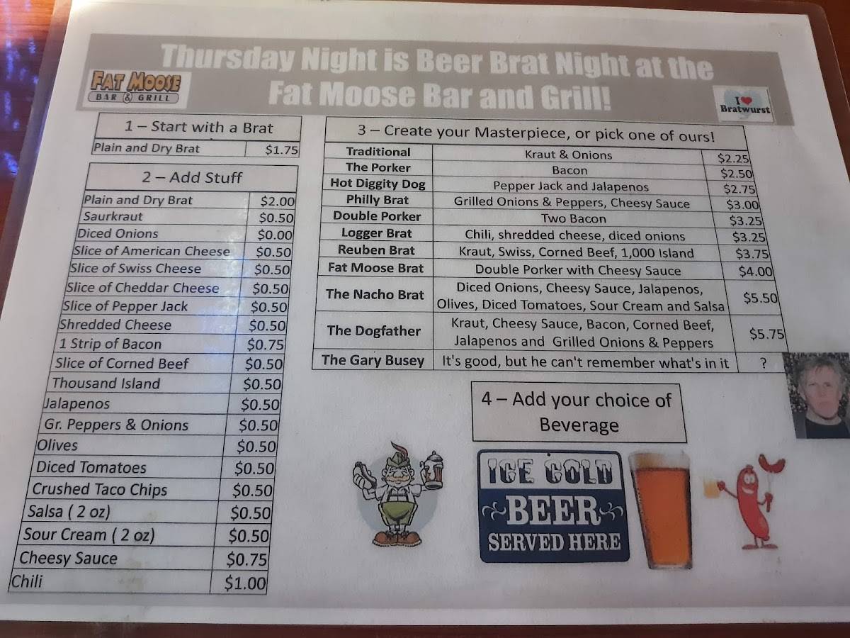 Menu at Fat Moose Bar & Grill, Woodland