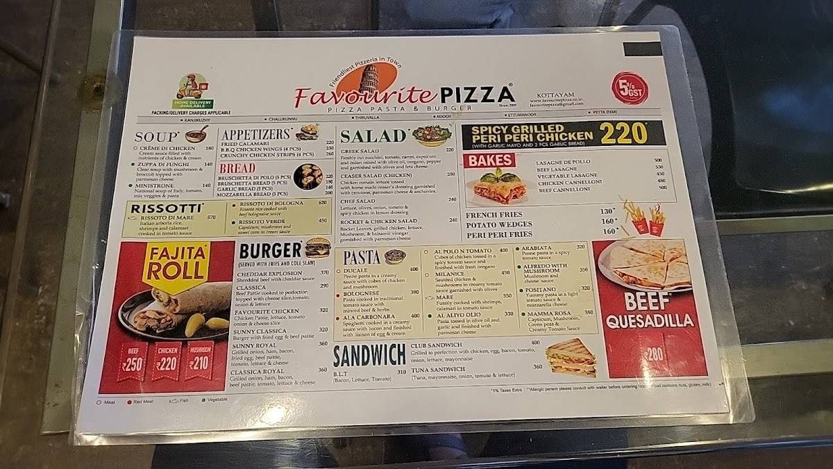 Menu at Favourite Pizza, Thiruvalla, Kovoor Building
