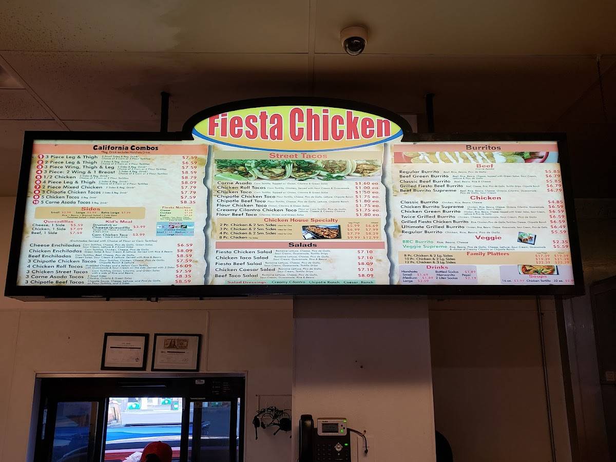 Menu at Fiesta Chicken restaurant, Boise, W Ustick Rd