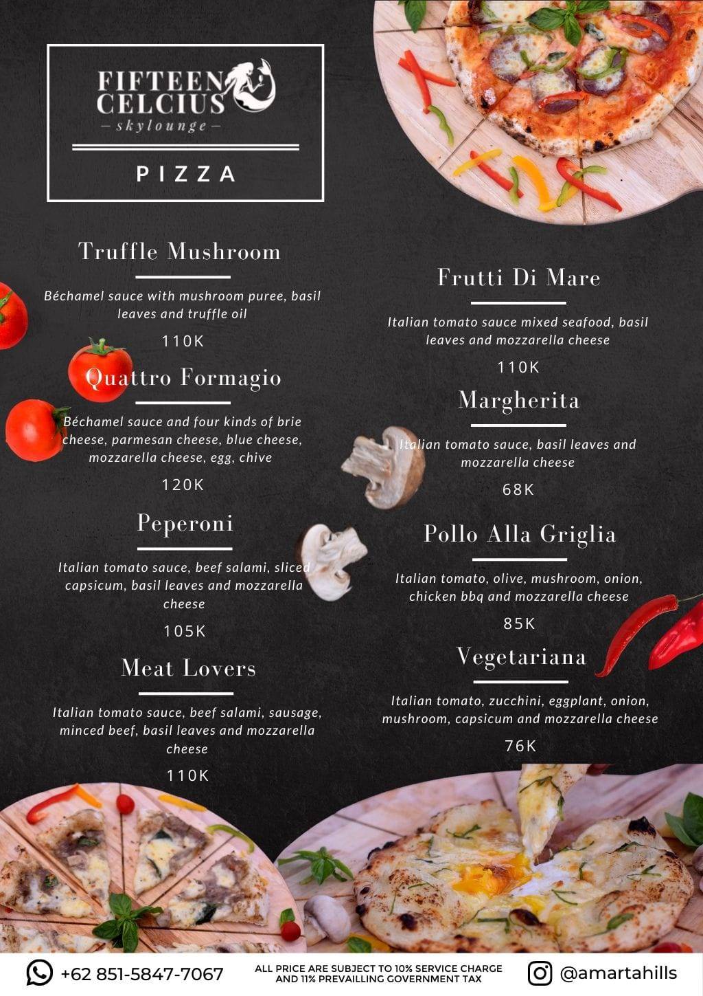 Menu at Fifteen Celcius Skylounge cafe, Batu