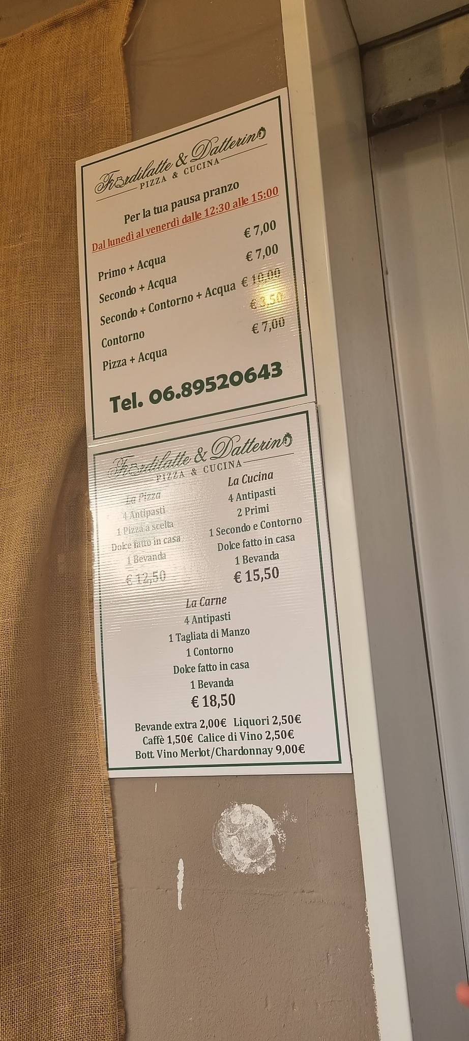 Menu da Fiordilatte & Datterino ristorante, Mostacciano, Via Leonardo Umile