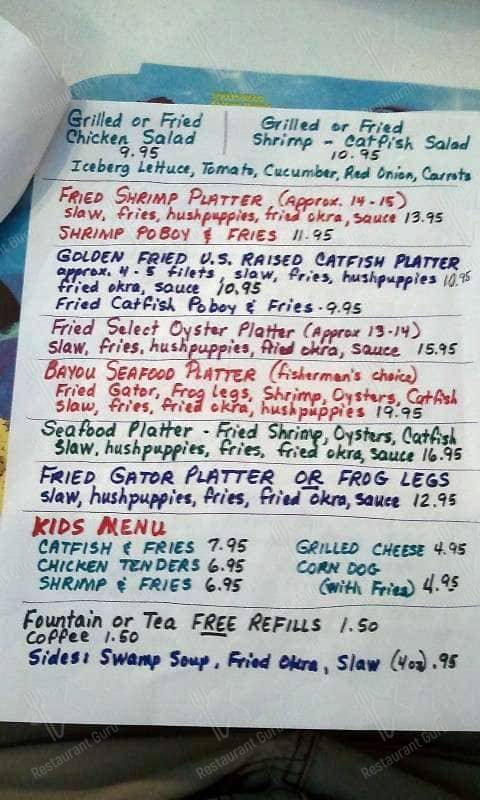 Menu at Fish River Grill restaurant, Foley