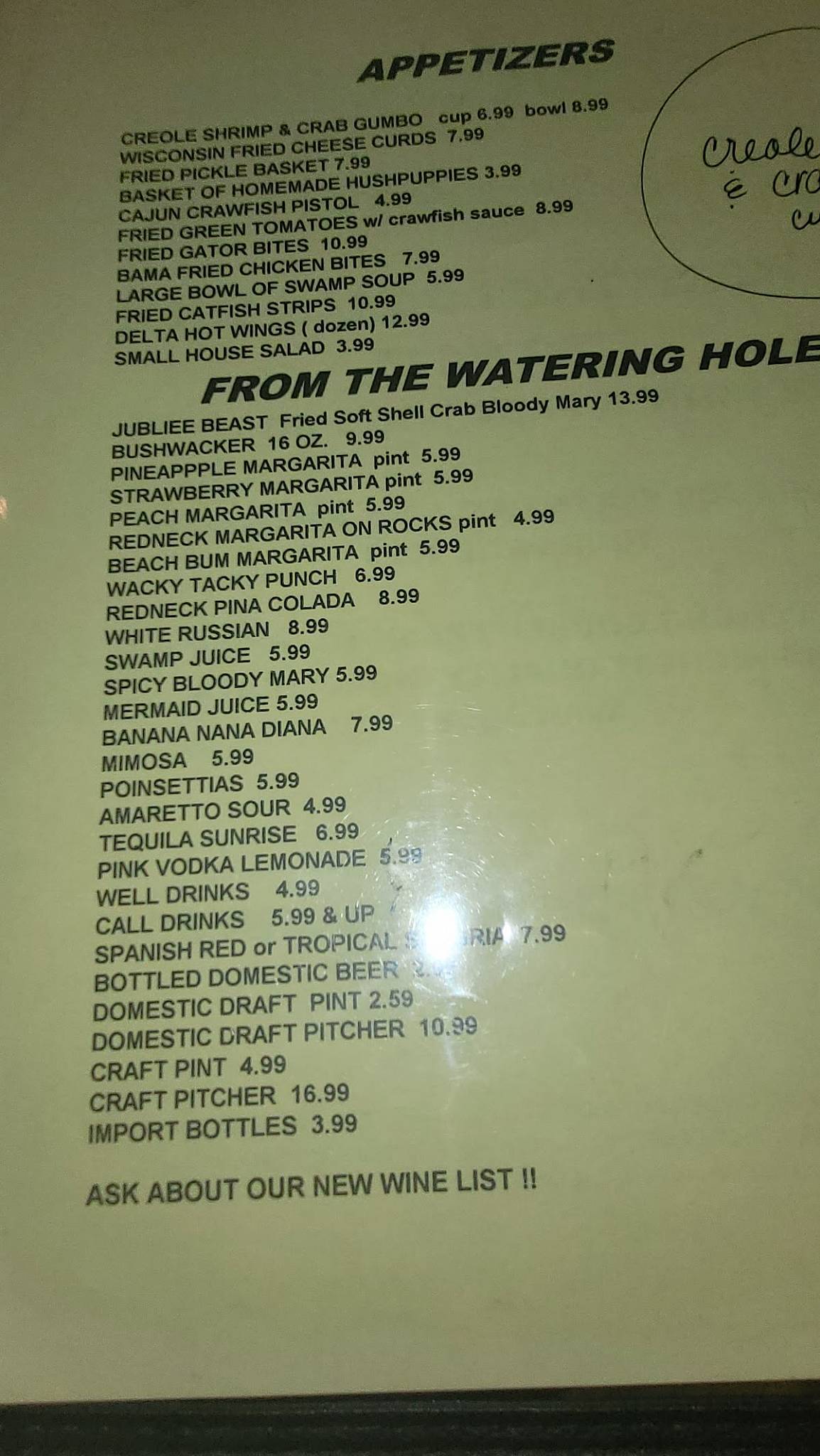 Menu at Fish River Grill restaurant, Foley