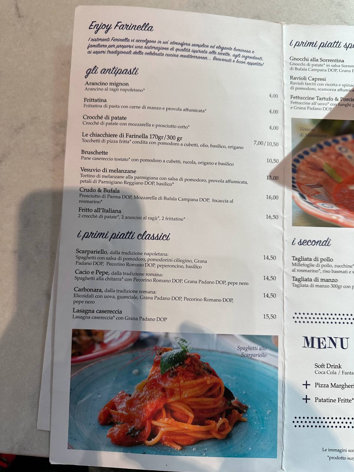 Menu da Farinella Terminal 3 pizzeria, Fiumicino, imbarchi E zona Extra ...