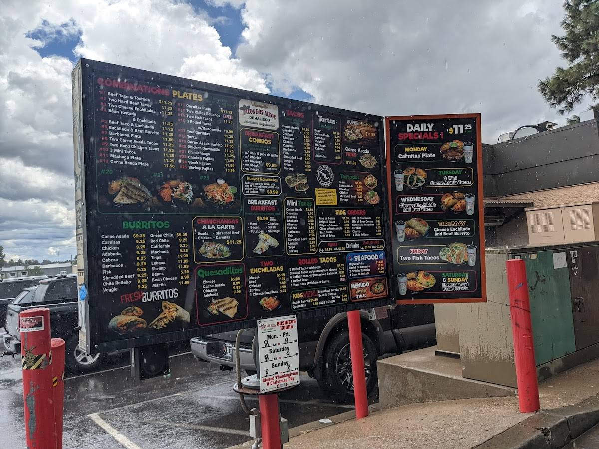 Menu at Tacos Los Altos restaurant, Flagstaff, E Rte 66