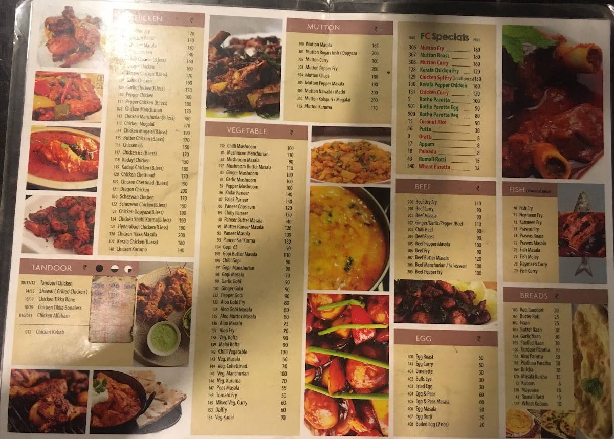 Menu at Food City, Thiruvananthapuram