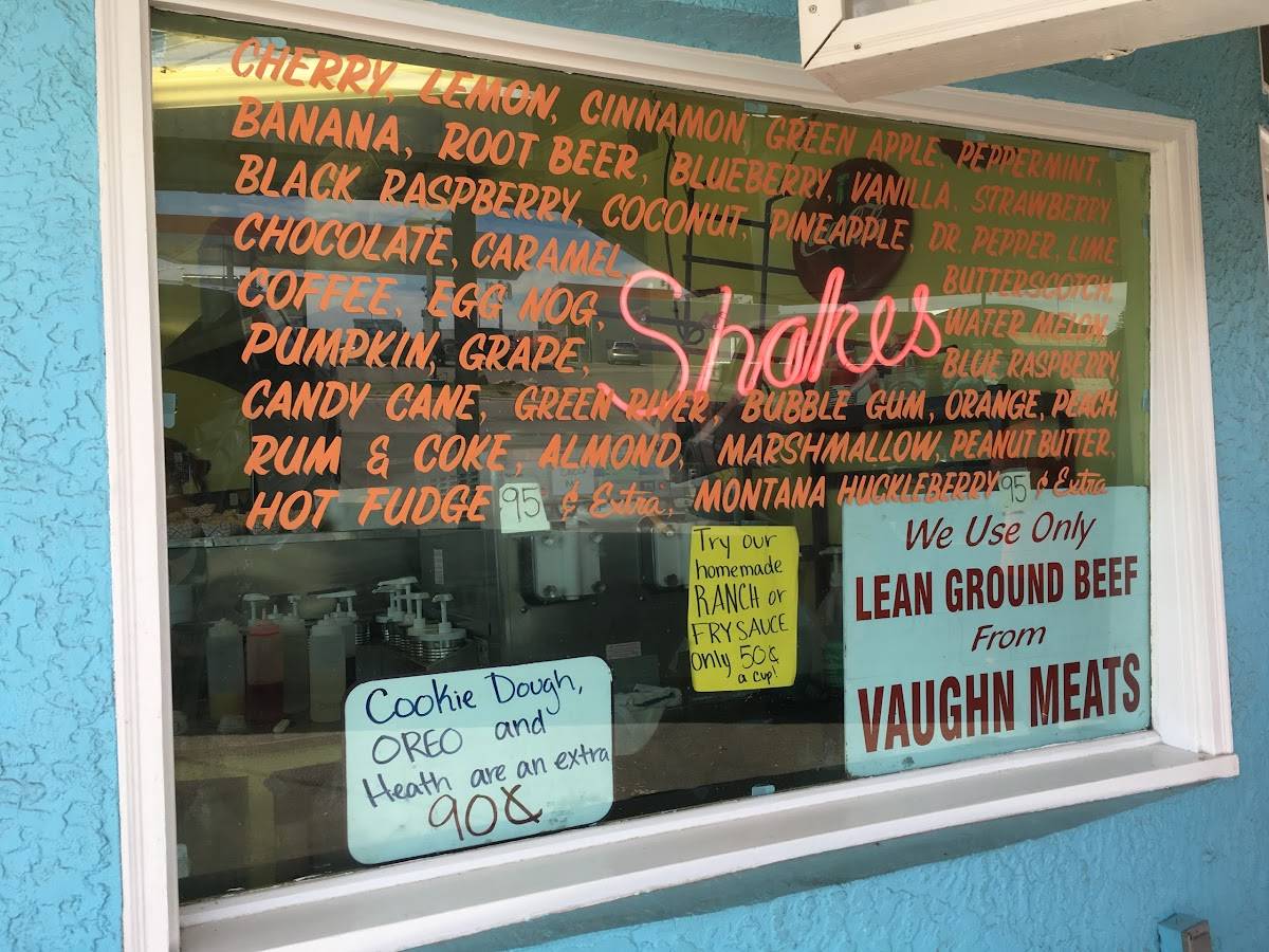 Menu at Ford's Drive-In restaurant, Great Falls