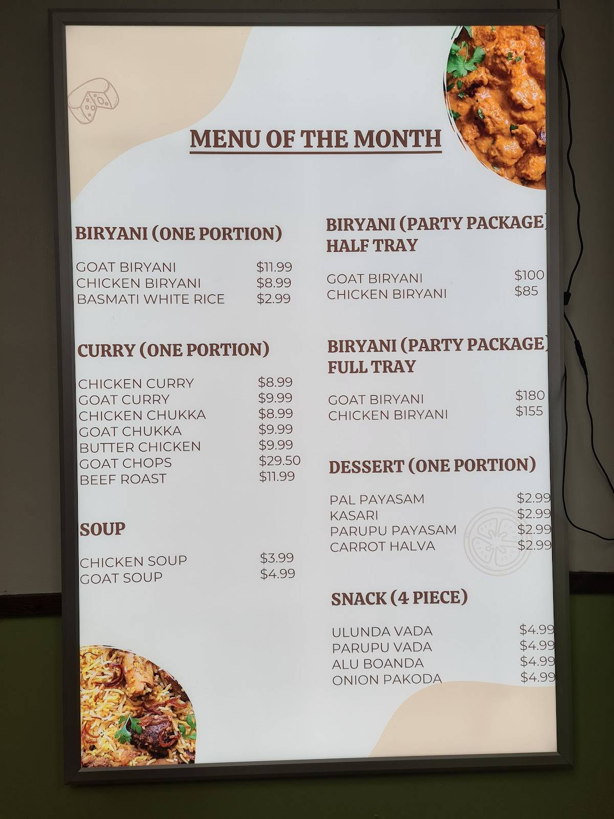 Menu at Annie's Indian Kitchen restaurant, Forest