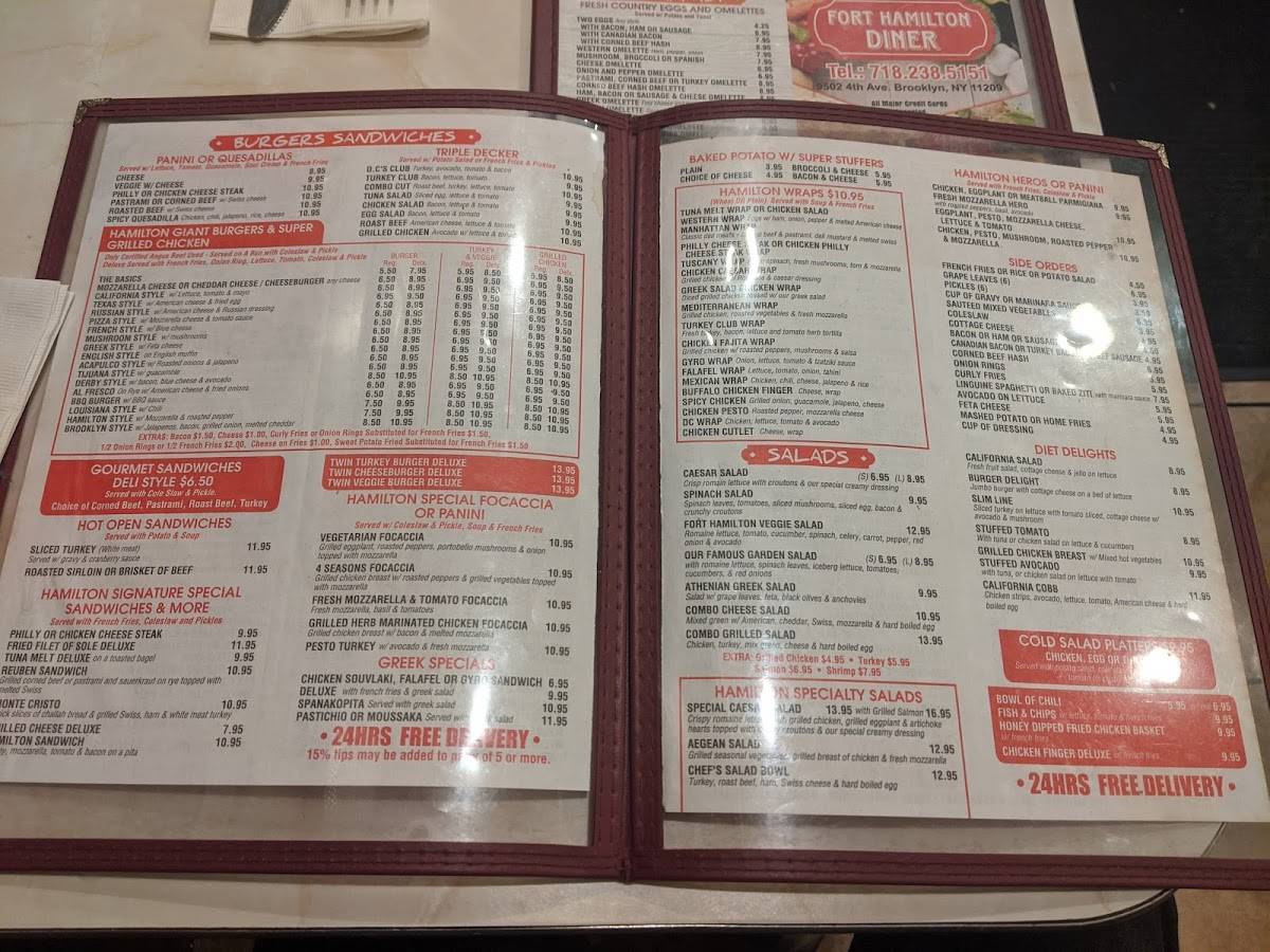 Menu at Fort Hamilton Diner restaurant, New York City