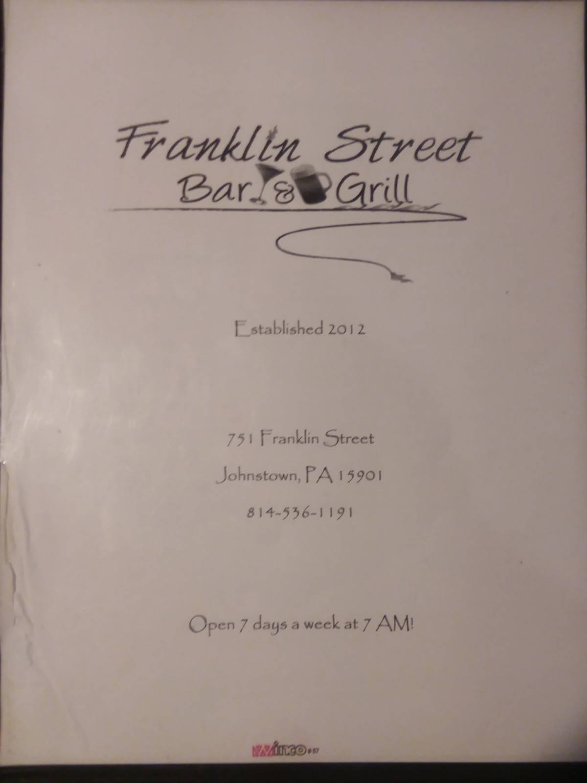Menu at Franklin Street Bar & Grill, Johnstown