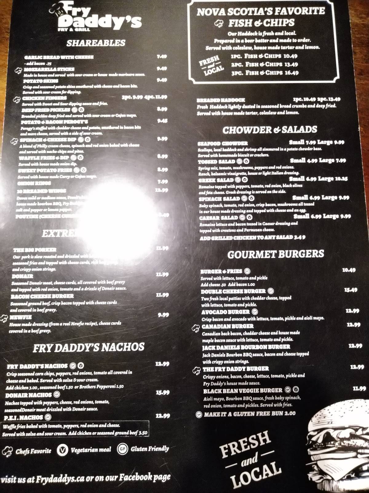 Menu at Fry Daddy’s - Fry & Grill restaurant, Middle Sackville