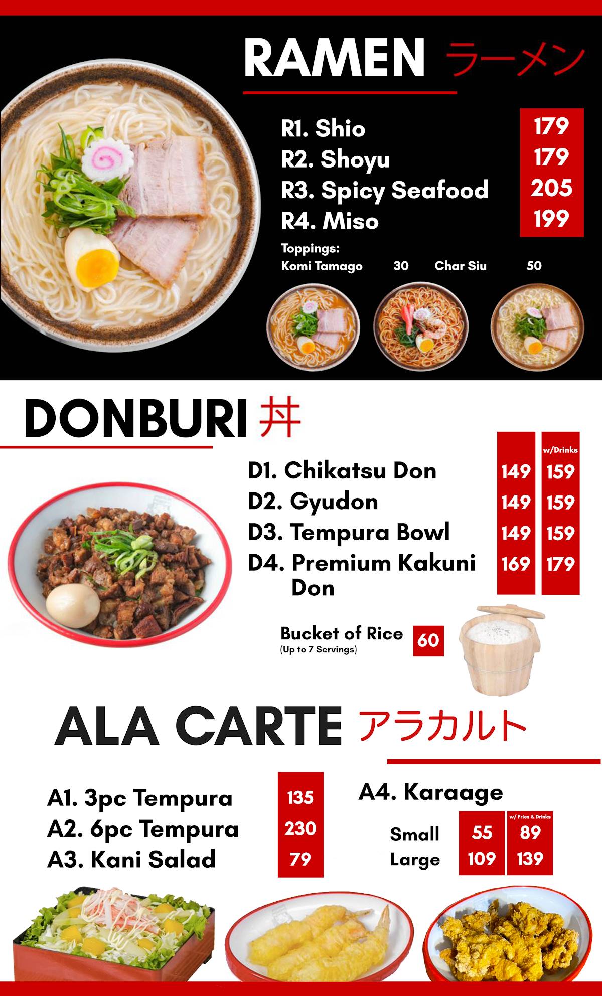 Menu at Fudo-san restaurant, Manila
