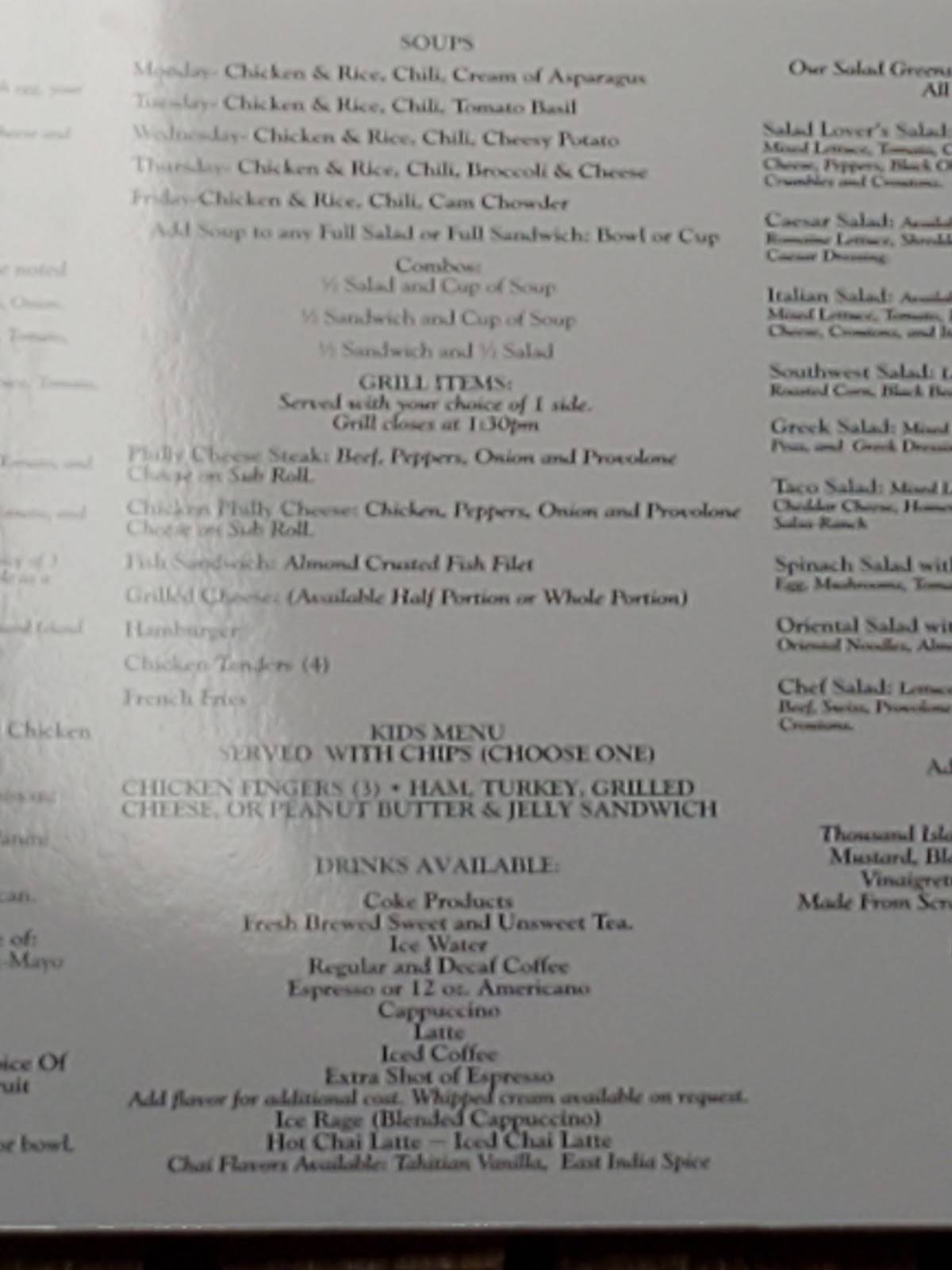 Menu at G & G Bakery and Cafe, Blairsville