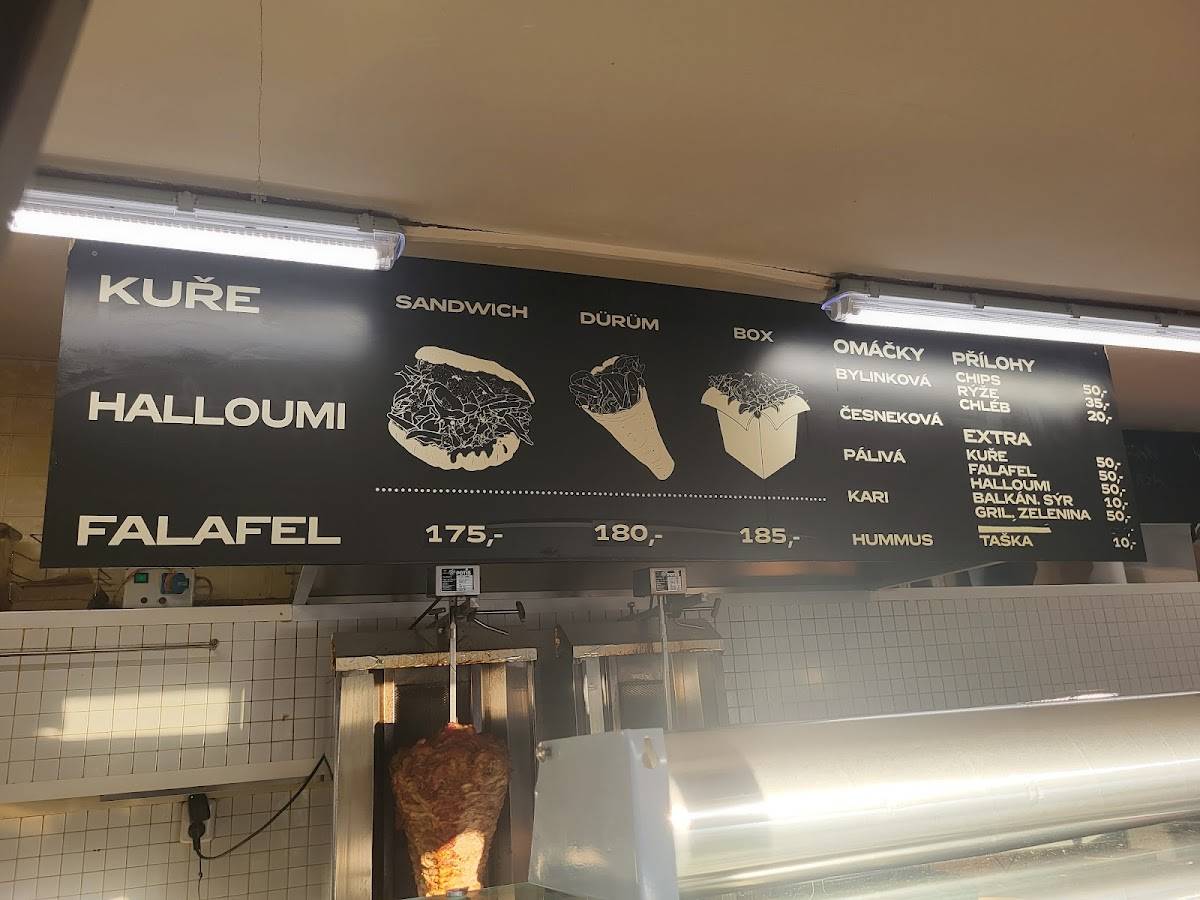 Menu at Gemüse Corner Kebab restaurant, Prague, Podolské nábř.
