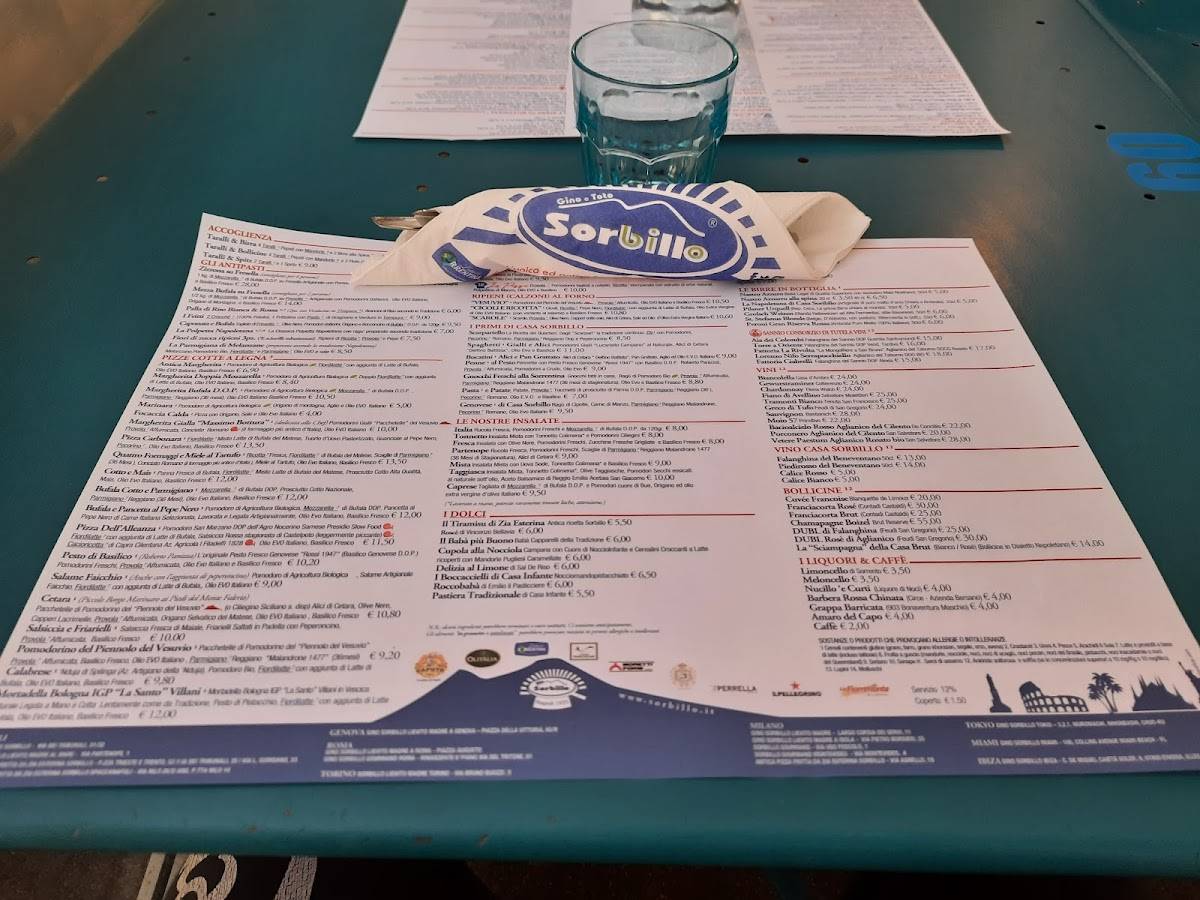 Menu da Gino Sorbillo Lievito Madre al Mare pizzeria, Napoli