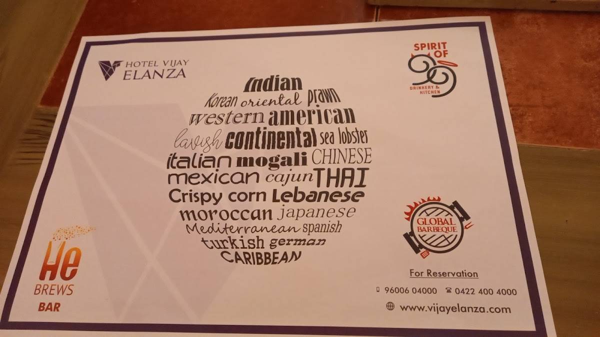 Menu at Global Barbeque, Coimbatore, Avinashi Road