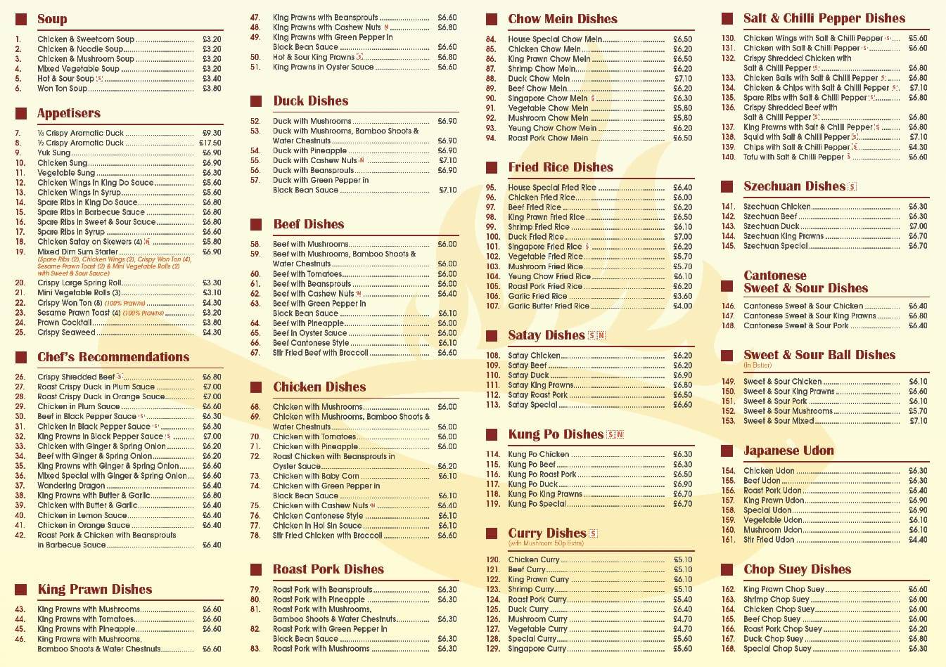 Menu at Golden Wok Redditch restaurant, Redditch