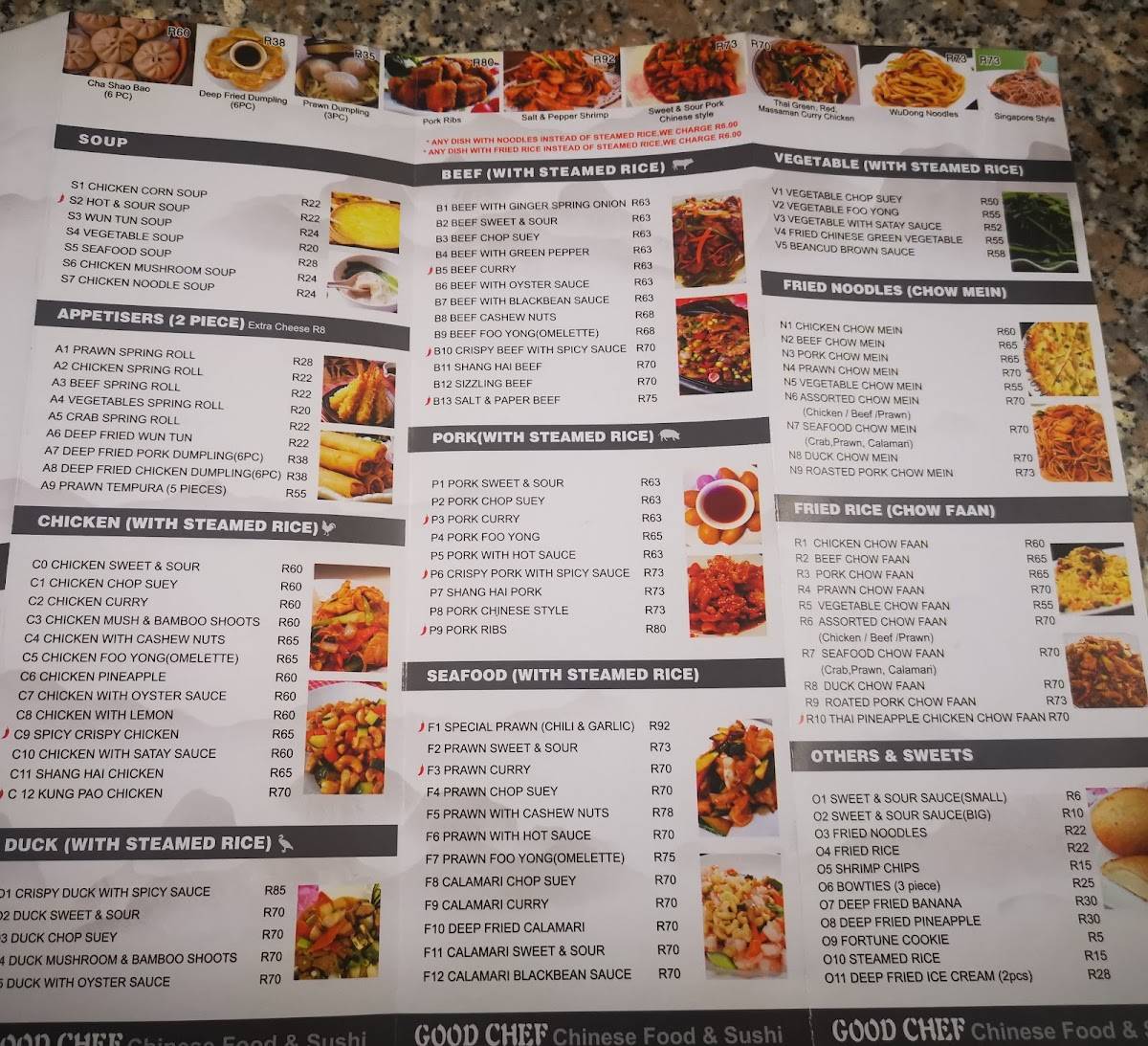 Menu at Good Chef Chinese Take Away & Sushi Bar, Roodepoort, Shop 6
