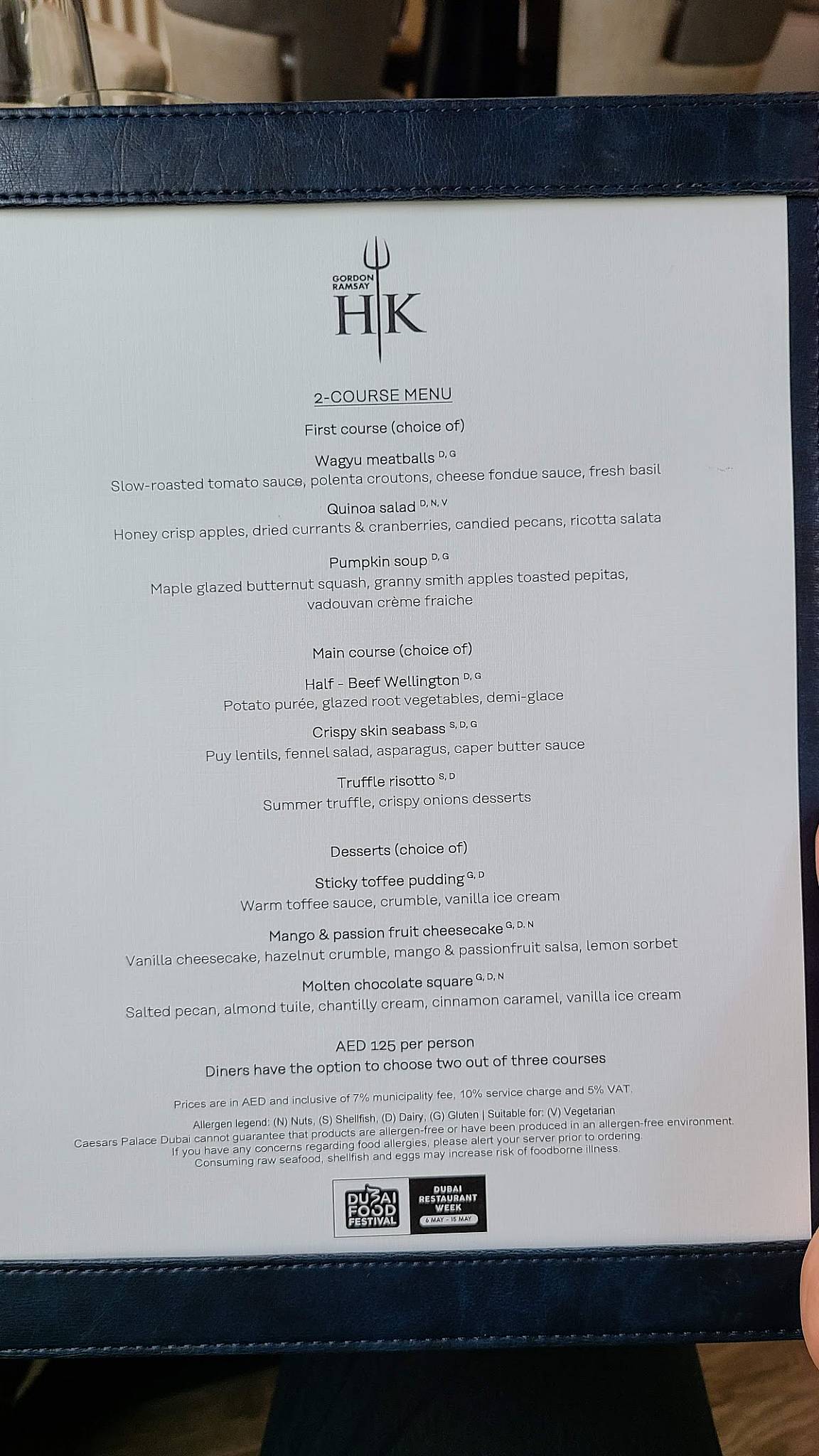 Menu at Gordon Ramsay Hell's Kitchen Dubai restaurant, Dubai