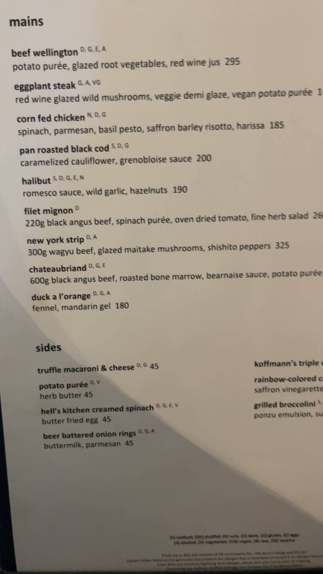 Menu at Gordon Ramsay Hell's Kitchen Dubai restaurant, Dubai