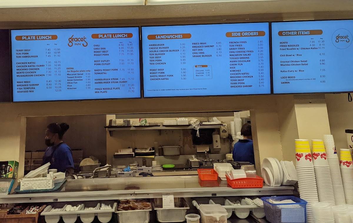 Menu at Grace's Inn fast food, Honolulu, S Beretania St. # 101