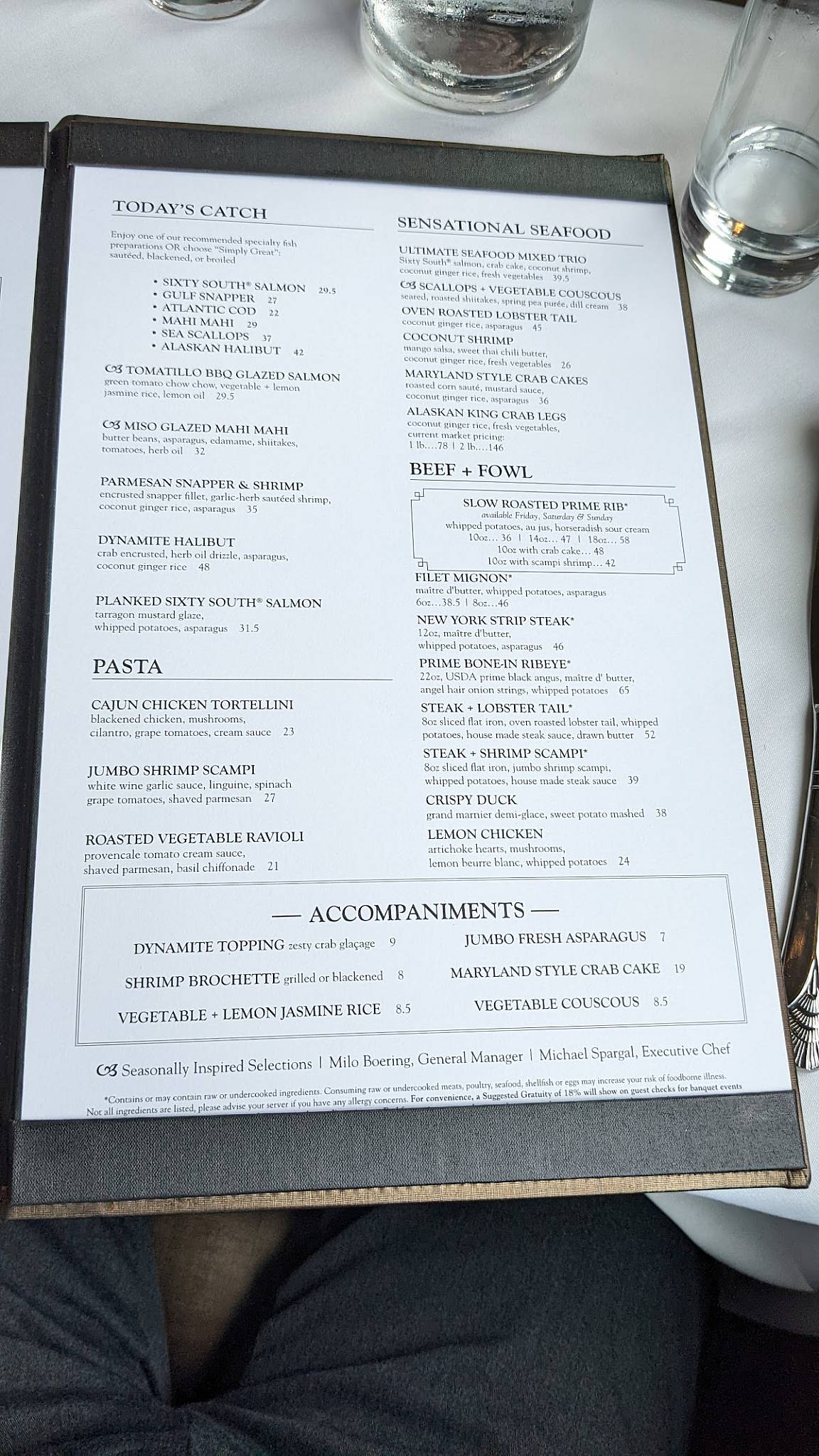 Menu at Grand Concourse restaurant, Pittsburgh