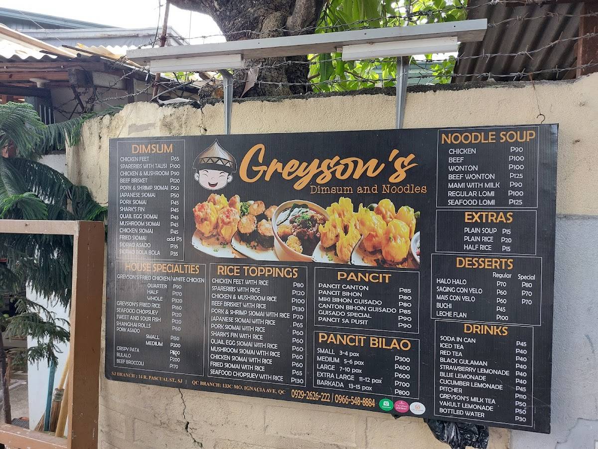 Menu at Greyson's Dimsum and Noodles - SAN JUAN BRANCH restaurant, San Juan