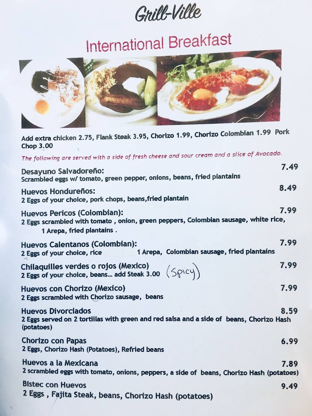 Menu at Grill-Ville restaurant, Winston-Salem