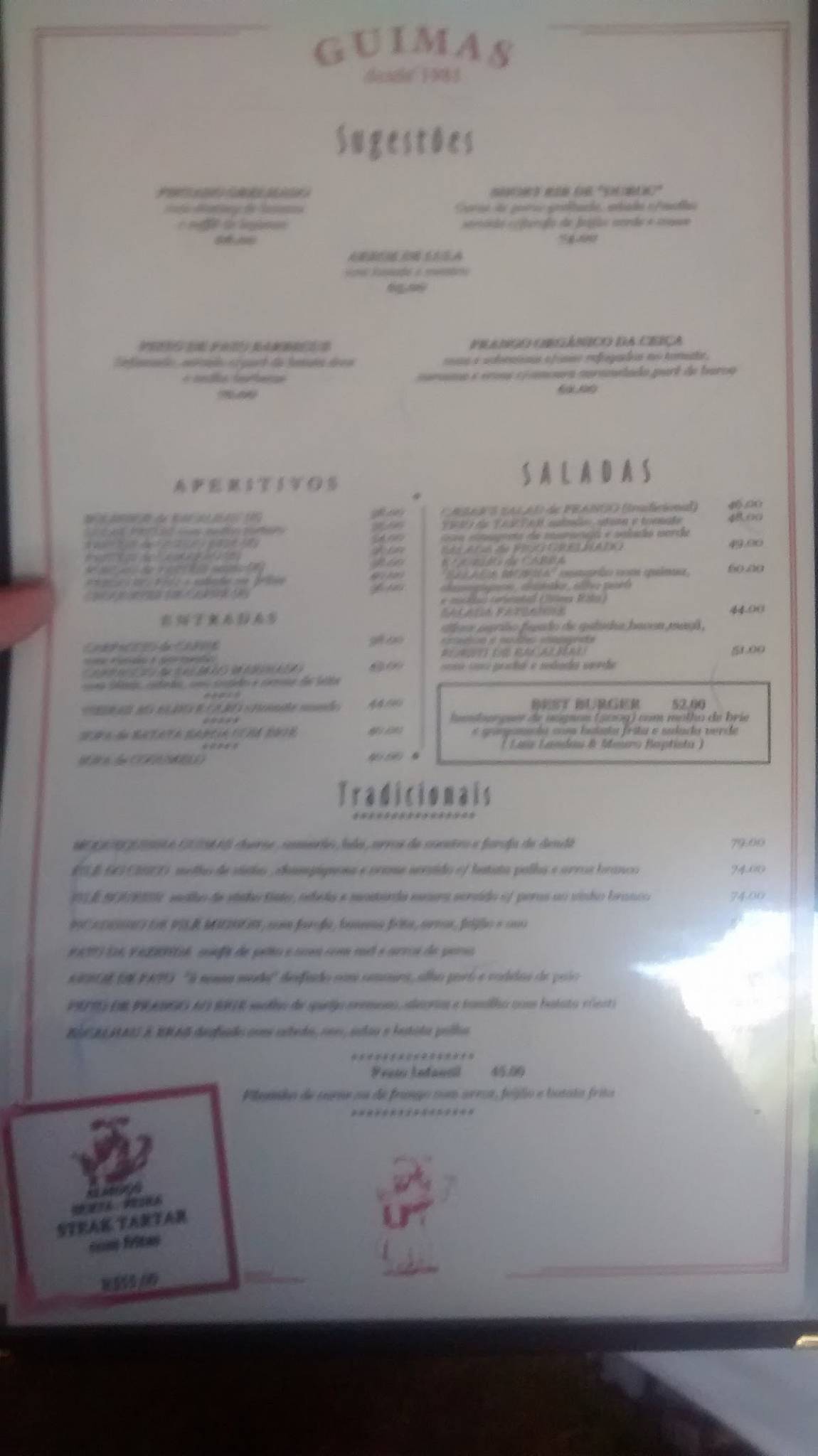 Menu em Guimas restaurante, Rio de Janeiro, R. José Roberto Macedo Soares