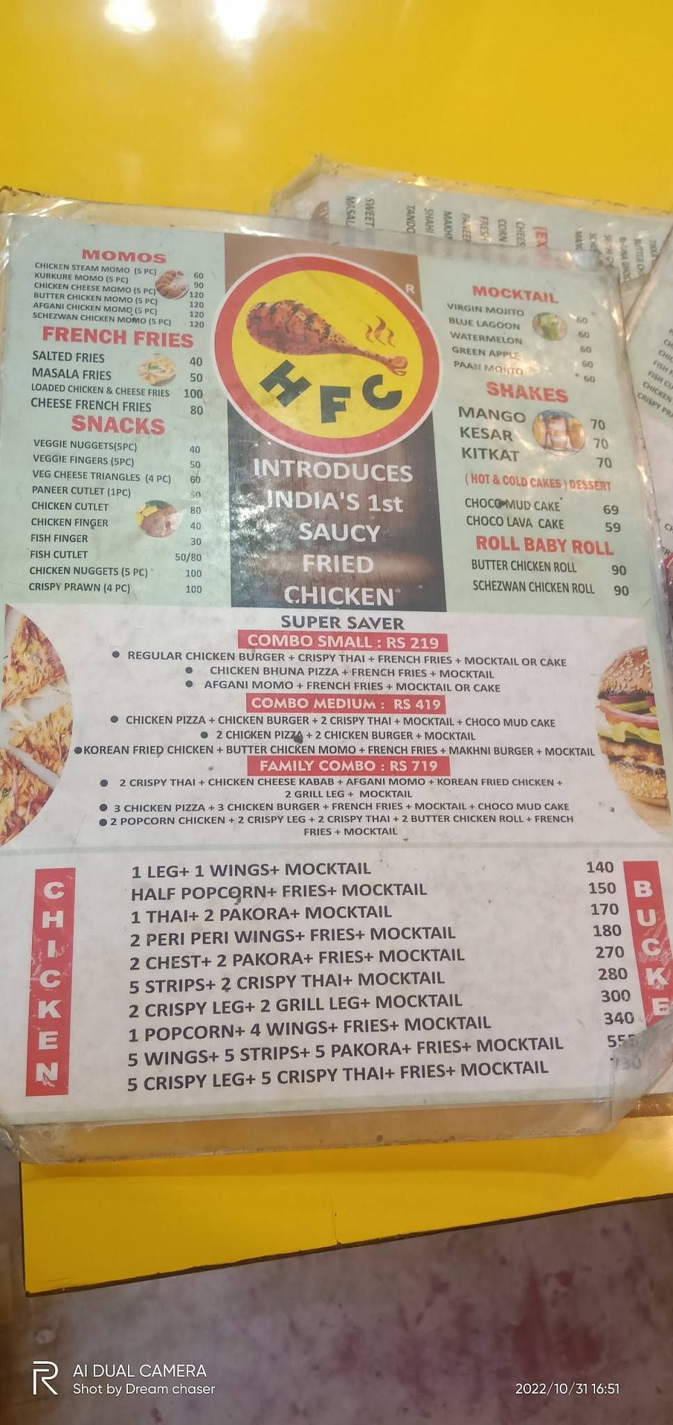 Menu at H.F.C - BAGNAN, Bagnan