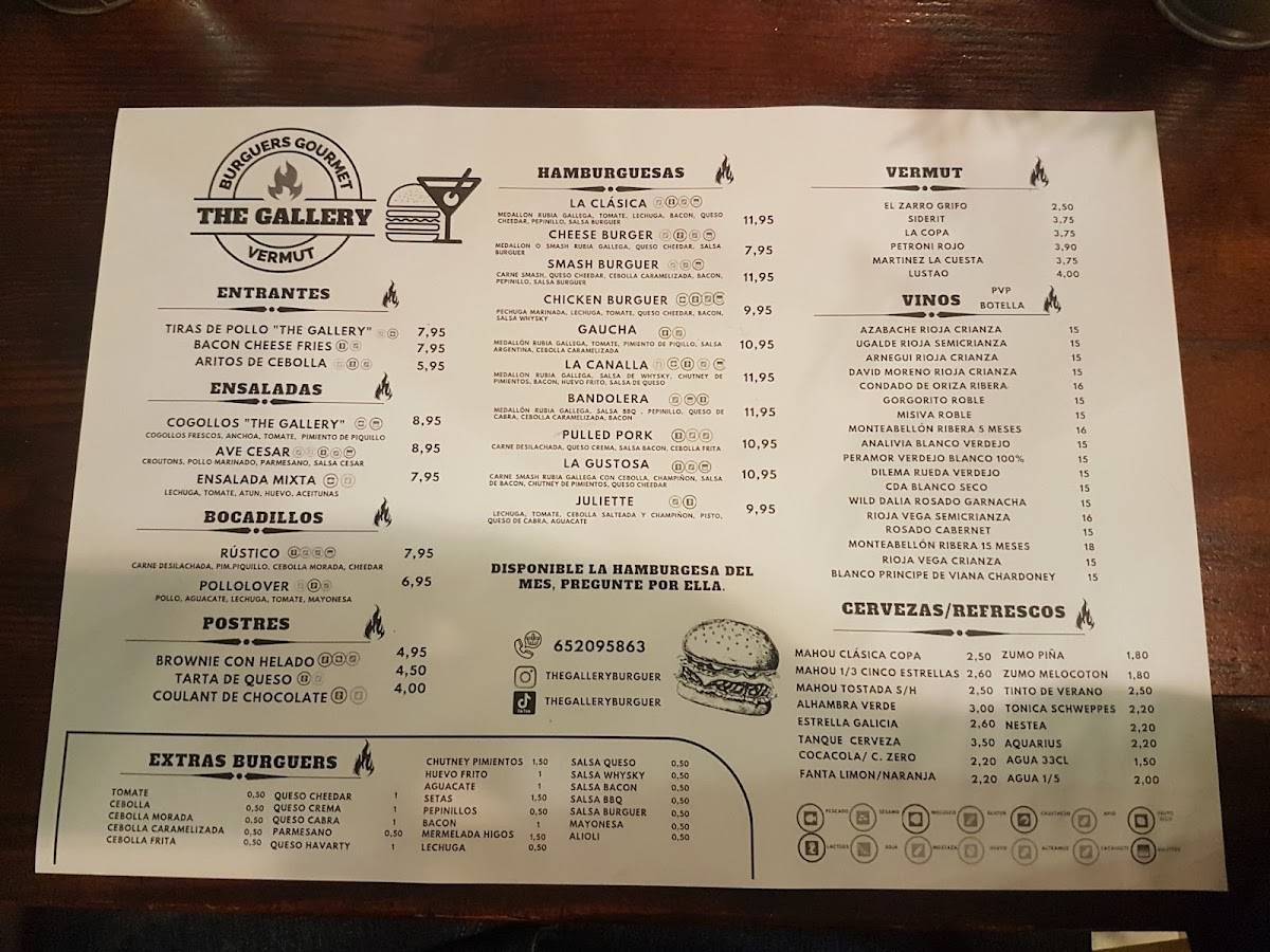 Menu at Hamburgueseria The Gallery restaurant, Algarrobo-Costa